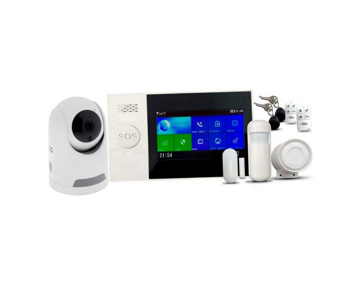Система GSM/Wi-Fi сигнализация с камерой: Страж Сенсор-GSM и HDcom 266-ASW5 TUYA (Q21465KOM) для дома. Встроенный аккумулятор до 10 часов