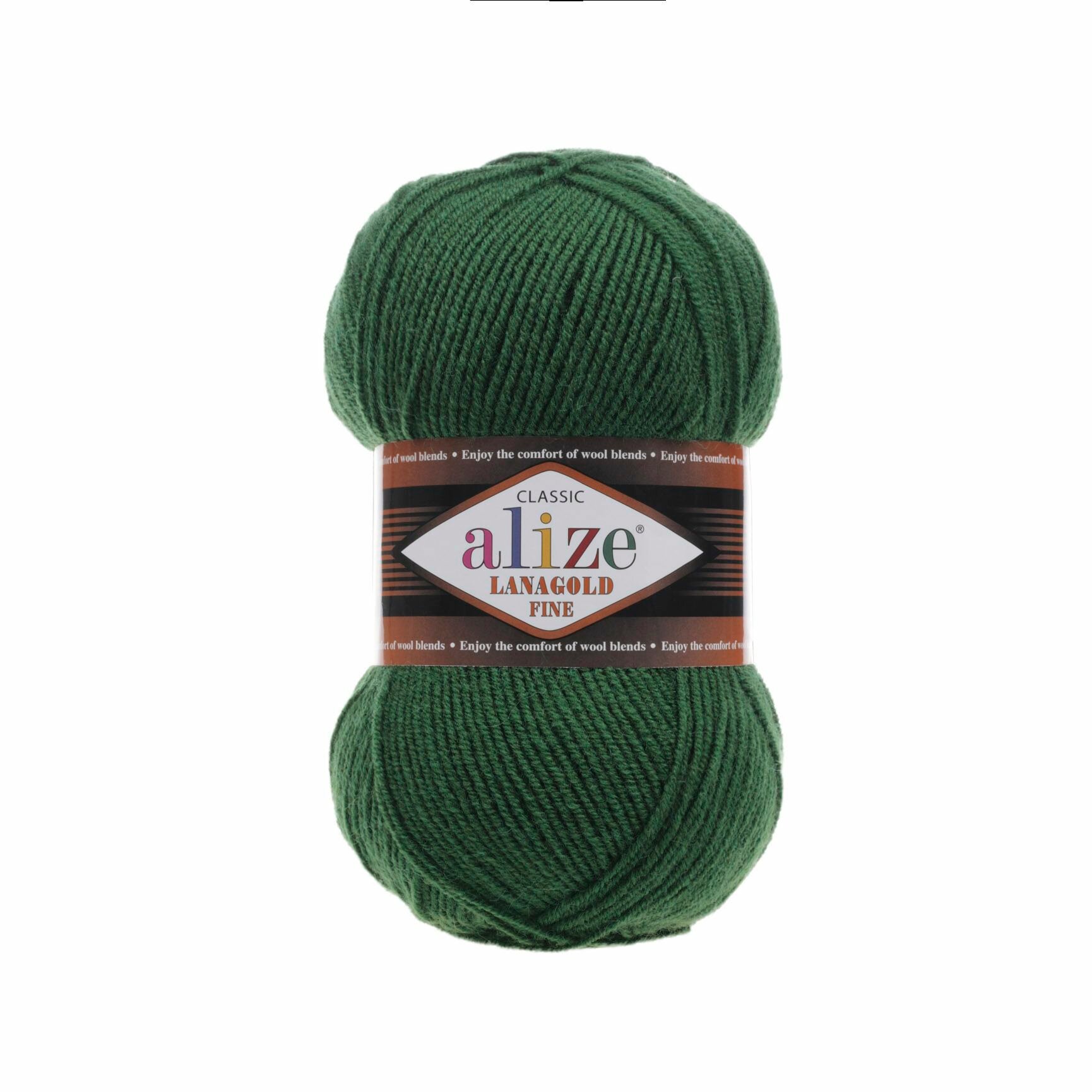 Пряжа для вязания Lanagold Fine Alize 1 моток (390 м, 100 гр), цвет 118 зеленая трава