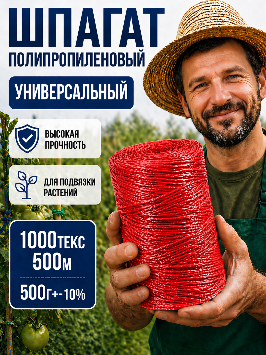 Шпагат полипропиленовый 500 м (500 грамм)1000 тэкс веревка для подвязывания растений