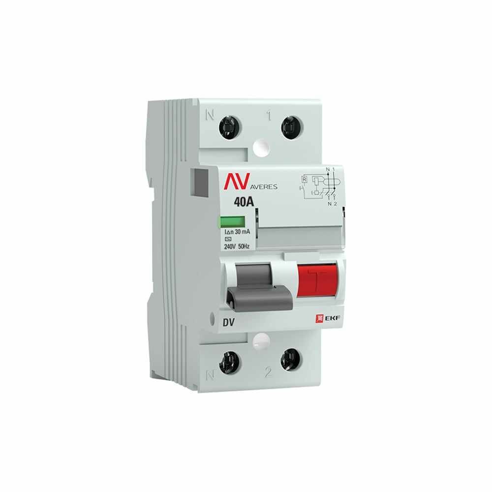EKF Устройство защитного отключения DV 2P 40А/ 30мА (AC) AVERES rccb-2-40-30-ac-av
