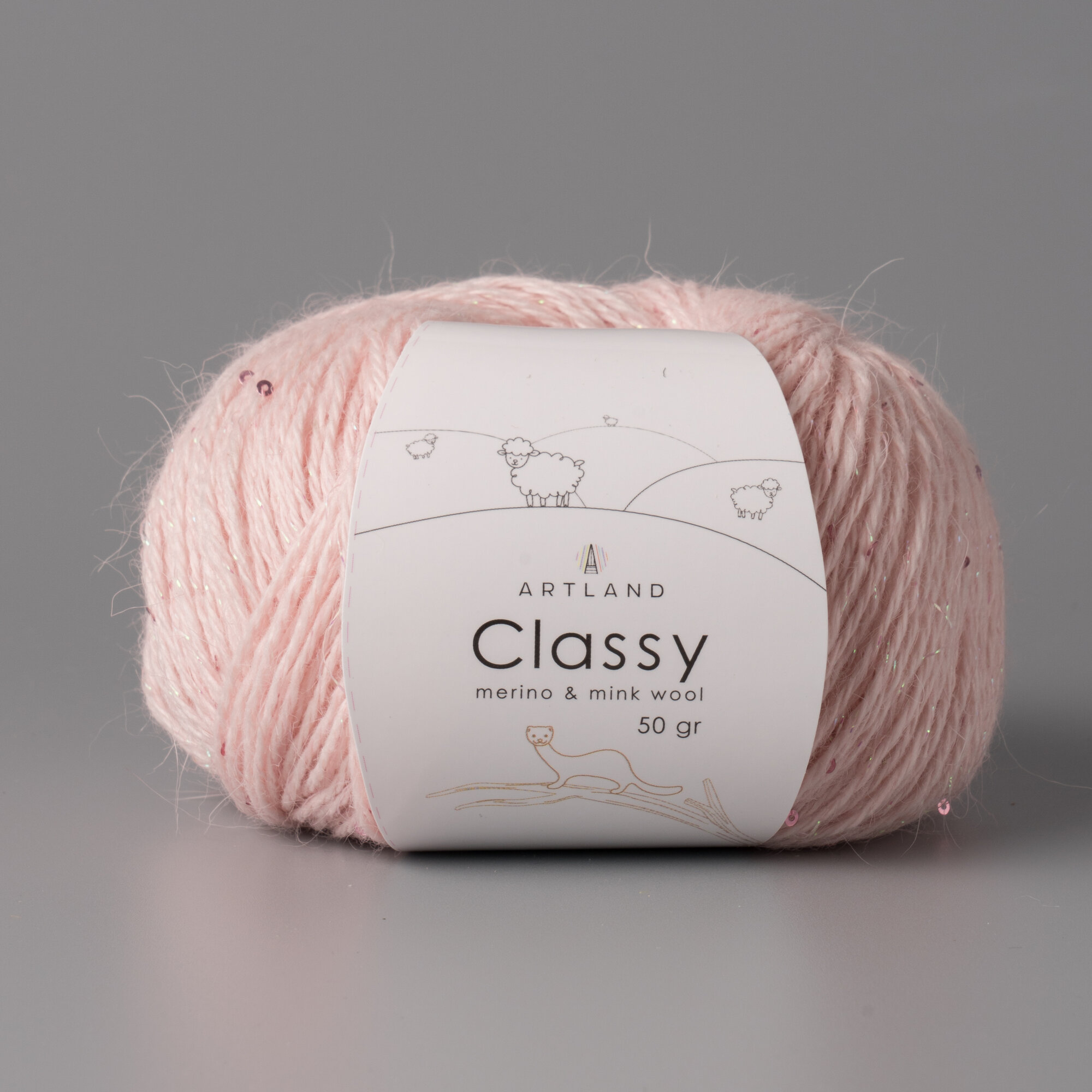 Пряжа для вязания Artland Classy 4 мотка (240 м, 50 гр), цвет 02 бледно-розовый