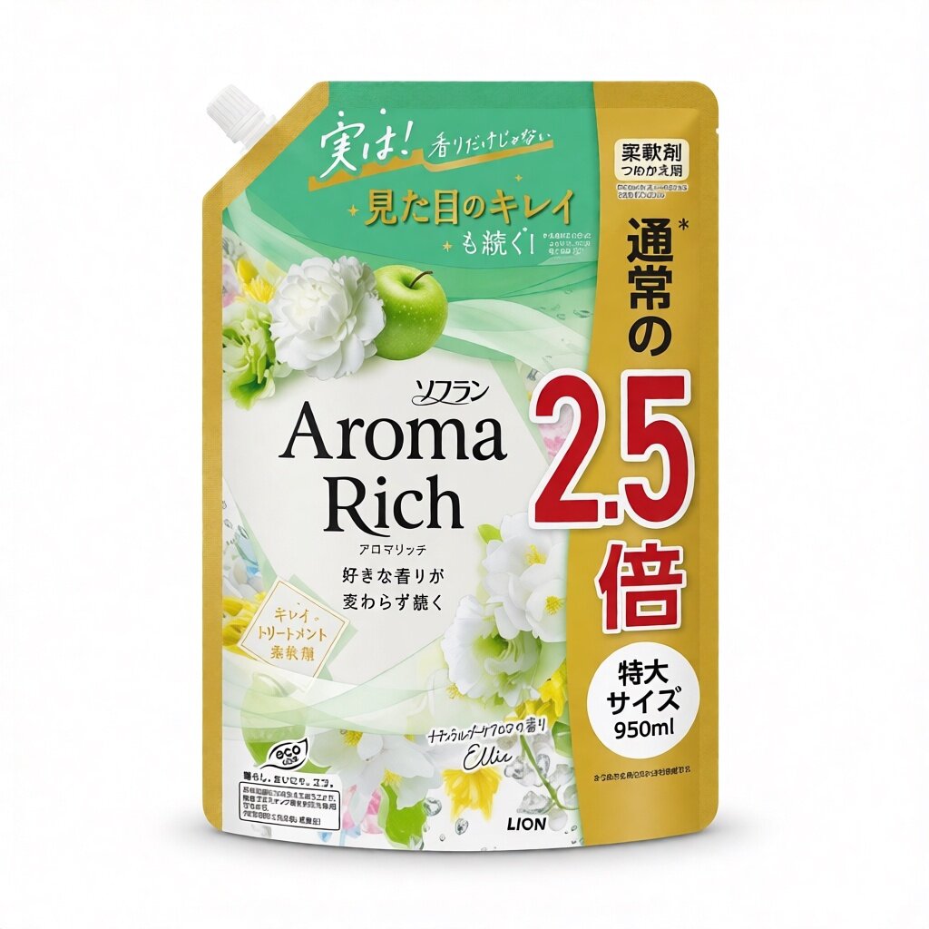 Кондиционер для белья Lion Aroma Rich Ellie, с богатым ароматом натуральных масел, 950 мл