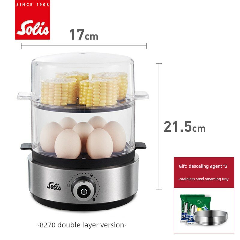 Яйцеварка Solis/Solis 8270 с двумя уровнями для приготовления яиц, бытовой прибор с таймером и автоматическим