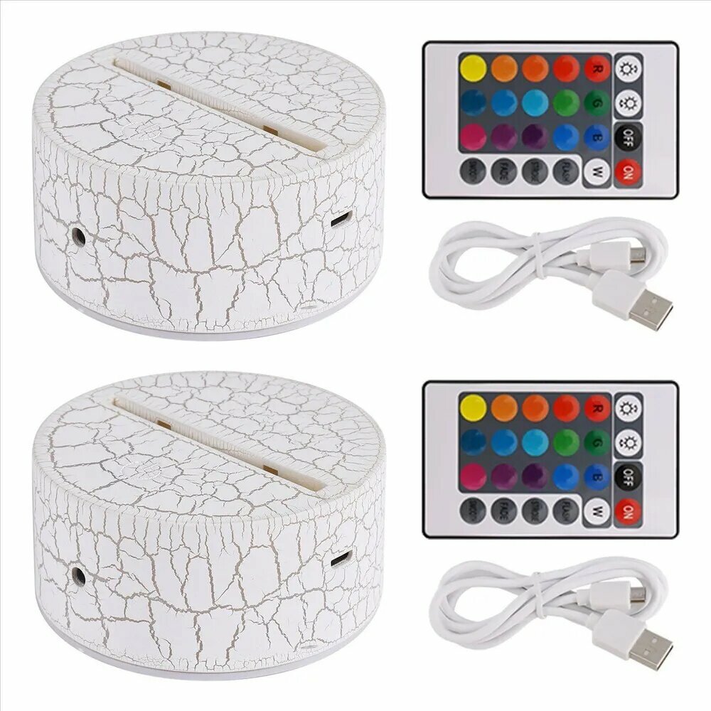 2 пакета 3D Night LED Light База лампы + Пульт дистанционного управления + USBкабель, 16цветная подставка для светового шоу для акриловых трещин