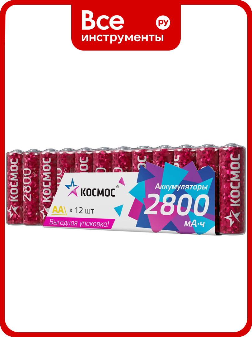 Аккумулятор космос R6 2800mAh Ni-Mh 12 в спайке KOCR6NIMH2800mAh12S, для цифровых фотокамерах