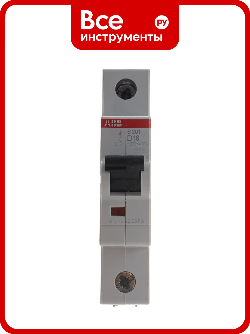 Автоматический выключатель ABB 1-полюсной S201 D16 2CDS251001R0161 модульный тип серый корпус защита