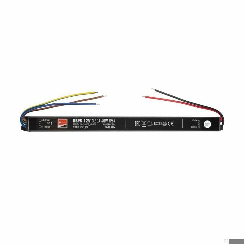 Блок питания для светодиодной ленты 40Вт 3.3А 12В IP67 BSPS влагозащ. метал. JazzWay 3329266A
