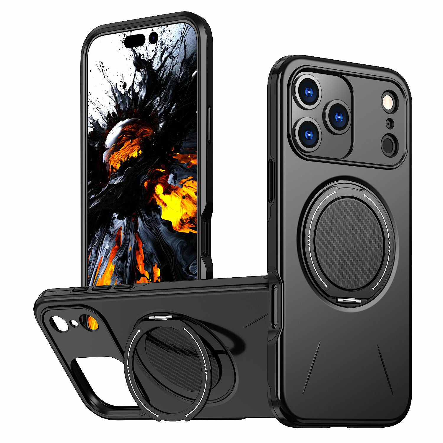 Чехол для Apple iPhone 17 Pro Max / Айфон 17 Про Макс, soft touch, чехол-кардиомонитор, поликарбонат (PC), защита камеры, ударопрочный, встроенная подставка, усиленные углы, Apple, Apple iPhone 17 Pro Max