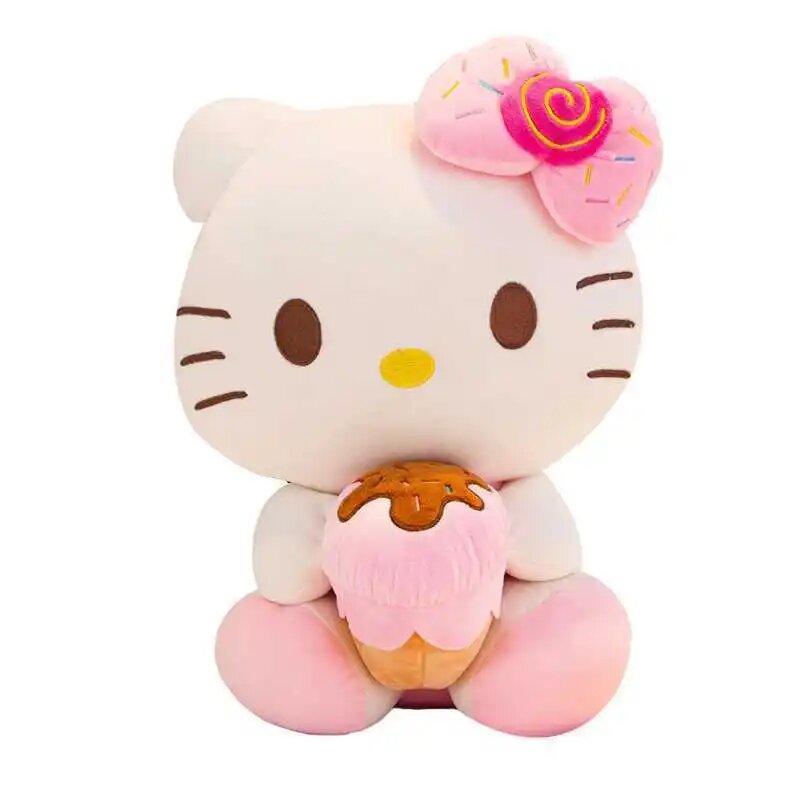 MINISO Милая плюшевая игрушка Hello Kitty в виде мороженого, мягкая подушка с наполнителем, декоративный мультяшный подарок на Рождество, плюшевая игрушка для детей, Высота: 25-30 см