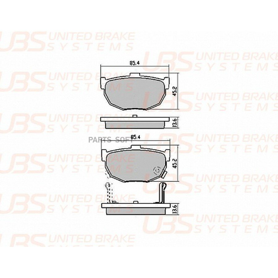 UBS B1103020 Тормозные колодки HYUNDAI ELANTRA 00-/COUPE 98-09/KIA CERATO 04-/09- задние