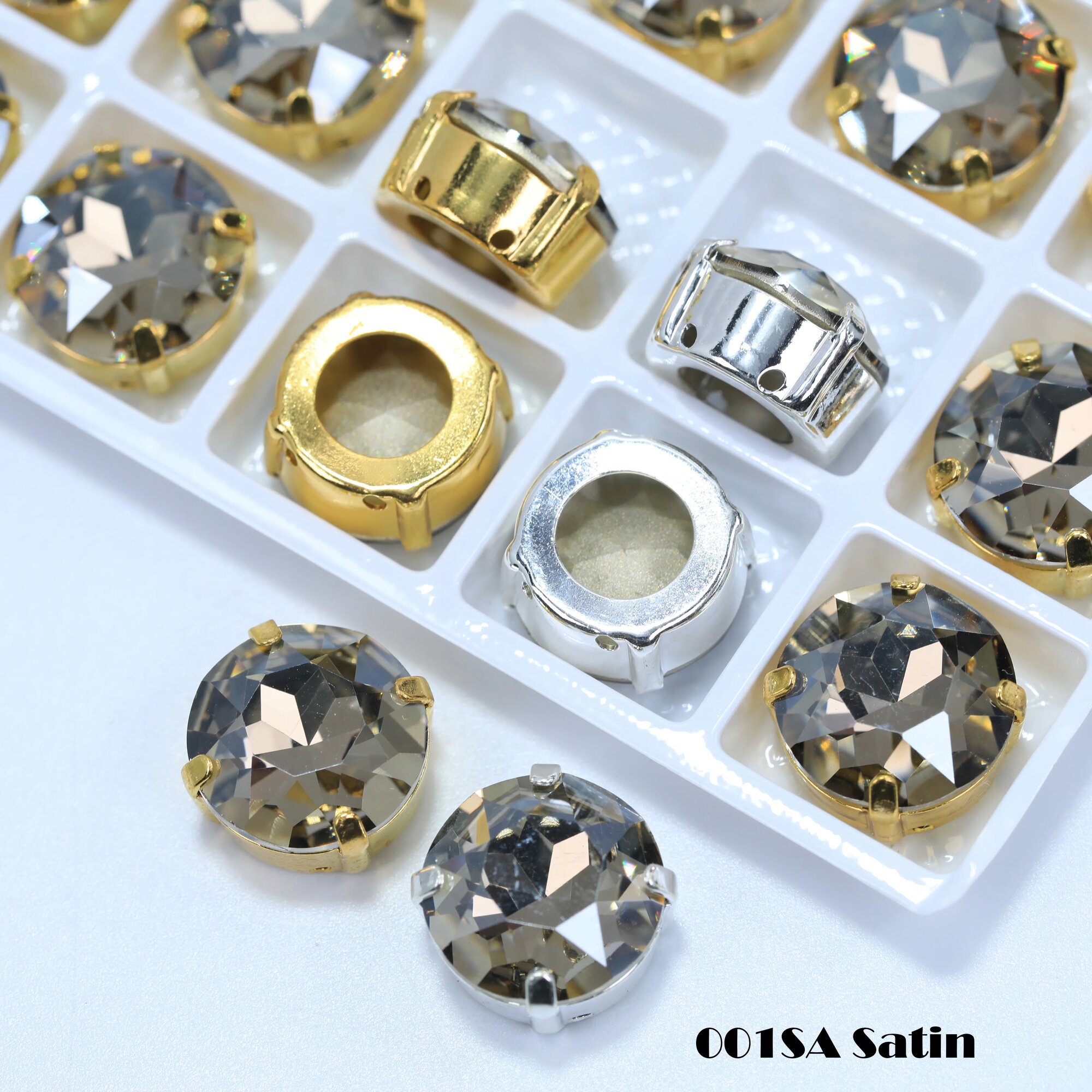 Стразы стеклянные 8 мм, 001SA Satin, Silver Claw