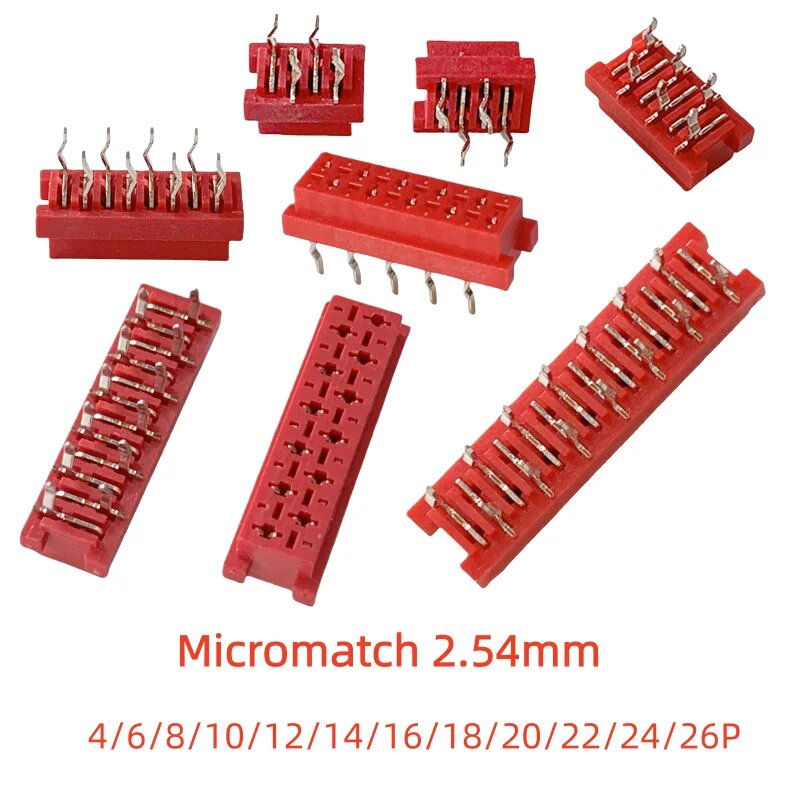 Micromatch IDC Разъёмы 2.54мм, 2X5P 10P, красный