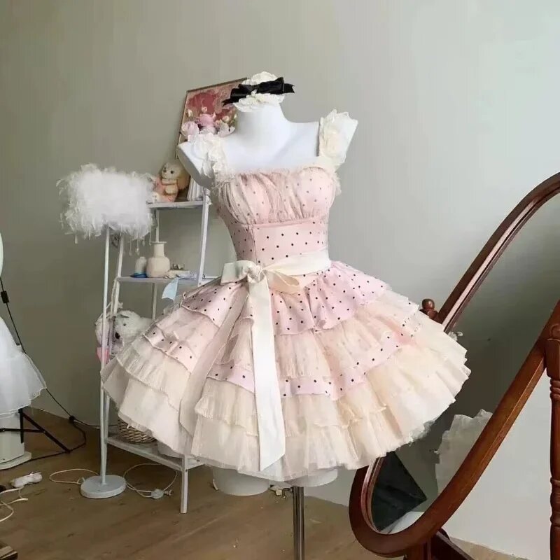 Женское платье Лолита в горошек, XL