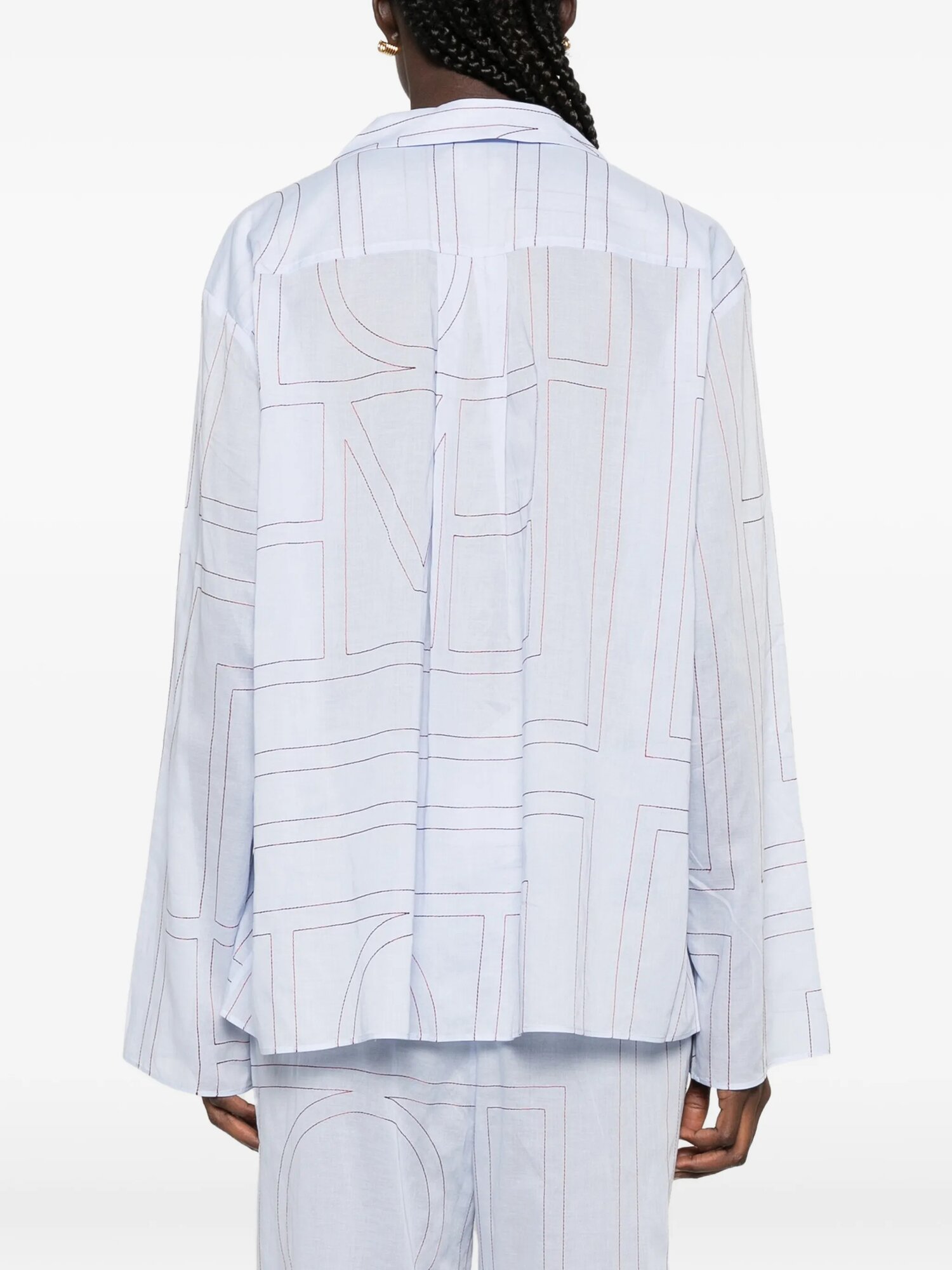 Рубашка TOTEME Geometric-pattern long-sleeve shirt, размер 32, blue — фото 1