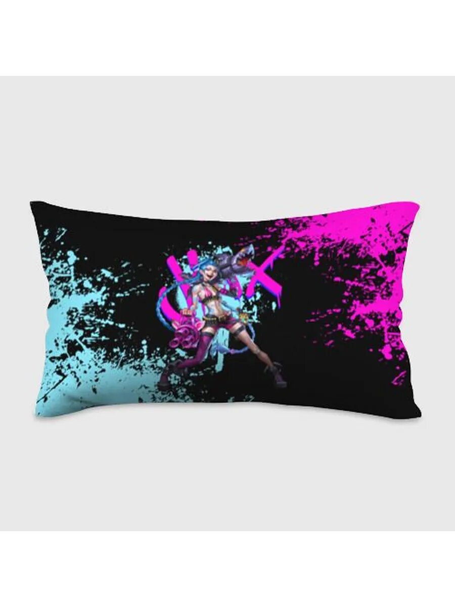 Jinx LOL neon paints ЛОЛ брызги красок Джинкс Аркейн Подушка