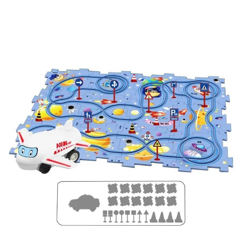 (1 комплект) детский набор головоломок "Сделай сам" track car set-Roaming Space 25шт