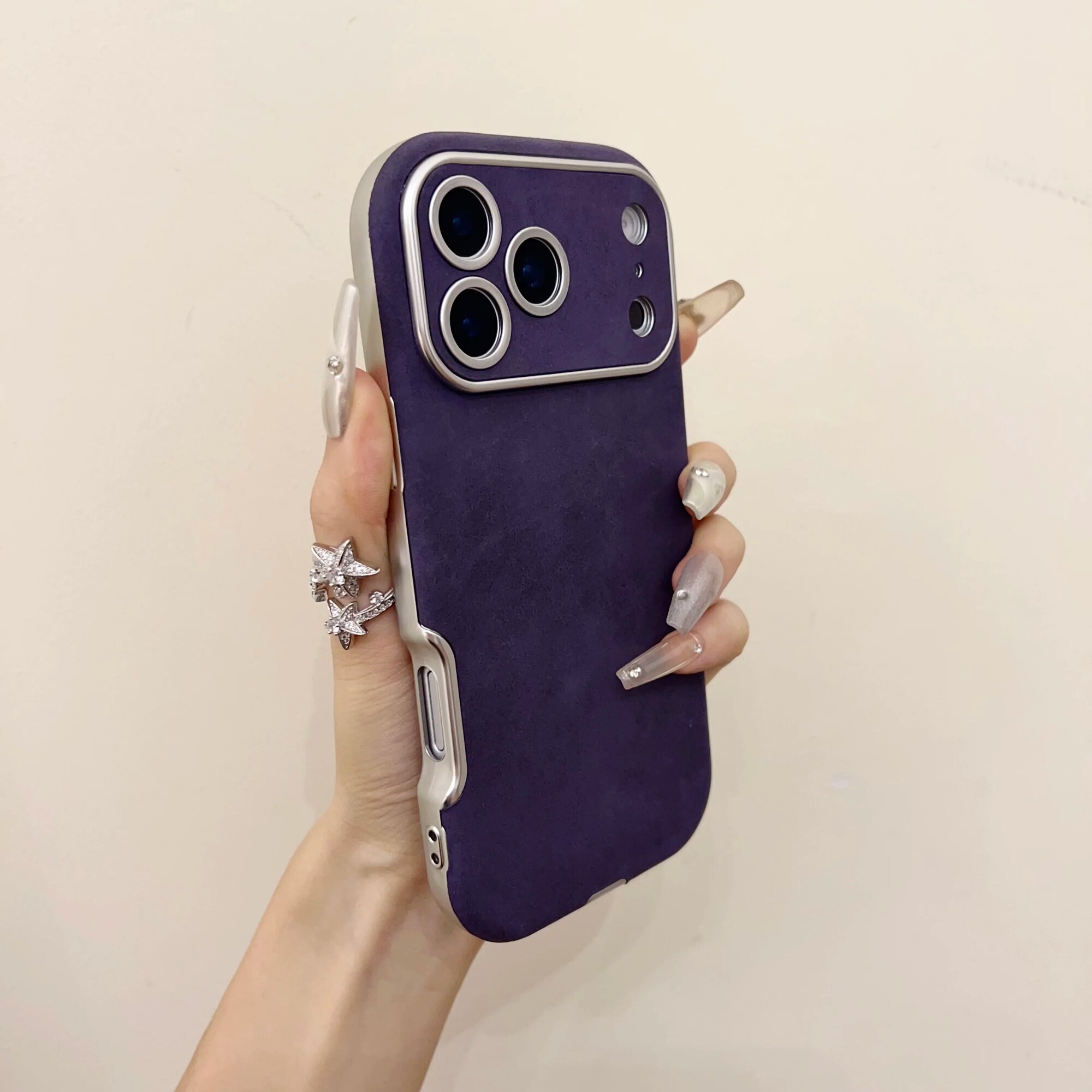Замшевый кожаный защитный чехол с покрытием для iPhone 17, 16, 15, айфон 14, Фиолетовый, Dark Purple