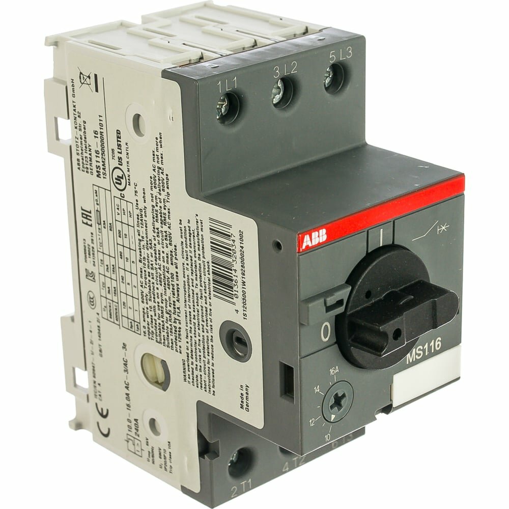 Автоматический выключатель защиты двигателя ABB MS-116-16.0