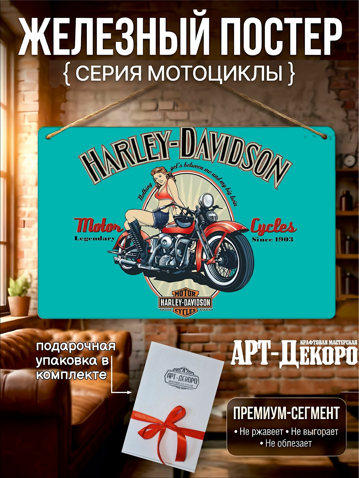 Железный постер Мотоциклы, 20 на 30 см. подарочная упаковка в комплекте