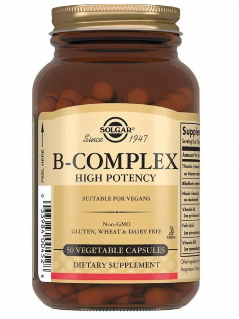 Комплекс SOLGAR B-Complex, витамины группы В, 50 капс / срок годности 03/20288