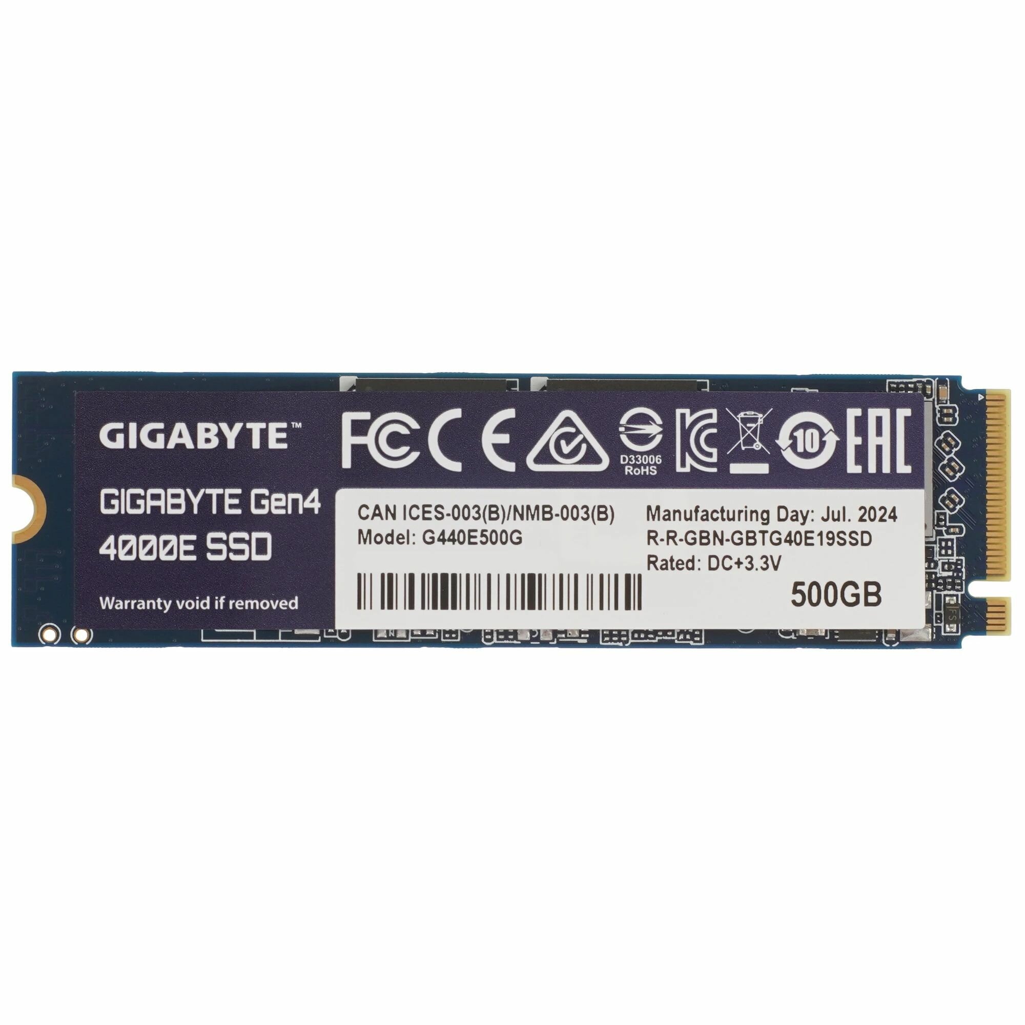 500 ГБ M.2 NVMe накопитель GIGABYTE Gen4 4000E (G440E500G) - PCI-E 4.0, чтение - 3600 МБ/с, запись - 3000 МБ/c, TBW - 300