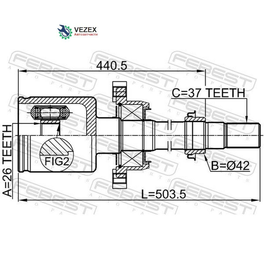 FEBEST 3011-F7152WDRH ШРУС внутренний правый 26X42X37