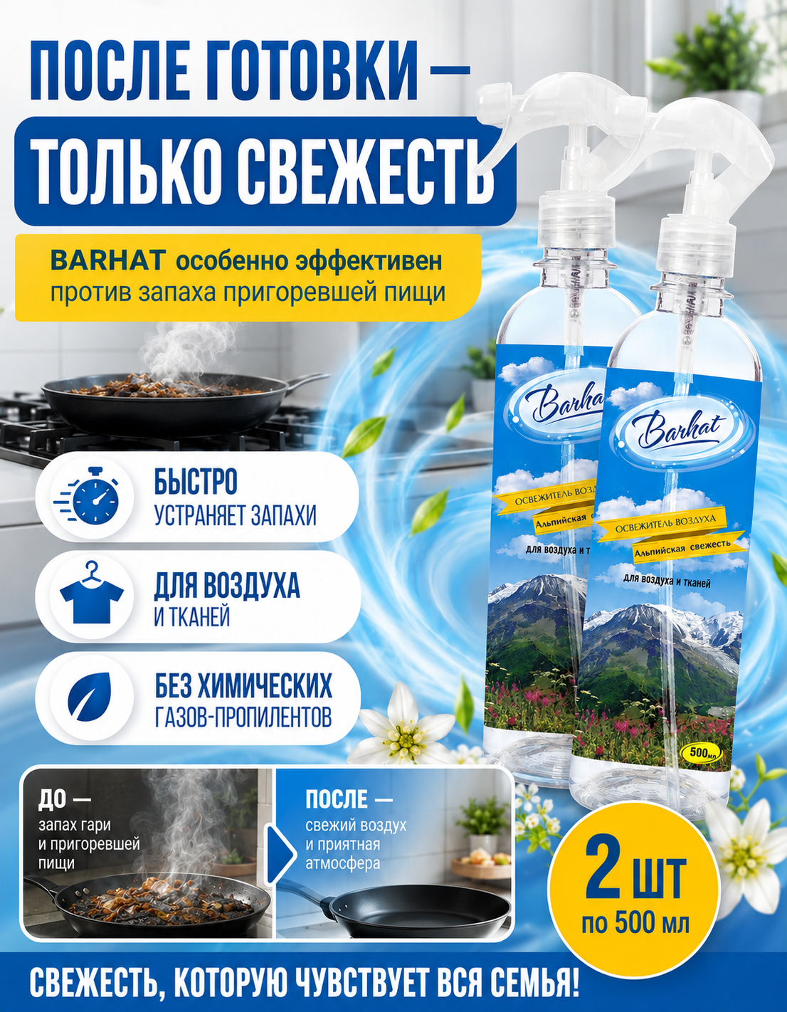 Мини освежитель воздуха BARHAT 500г комплект 2 шт для дома