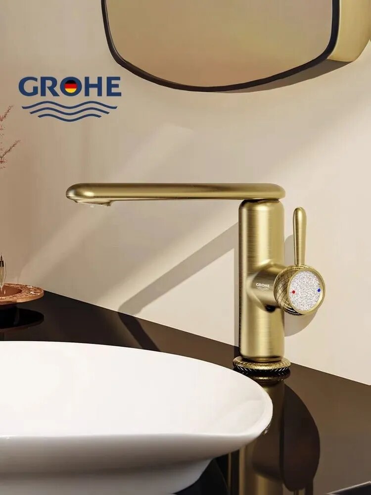GROHE Смеситель для раковины в ванной 59-1 латунь, 360 вращение, два режима излива