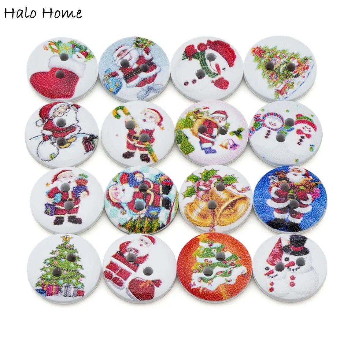 Деревянные пуговицы Halo Home с рождественской тематикой 50 шт.