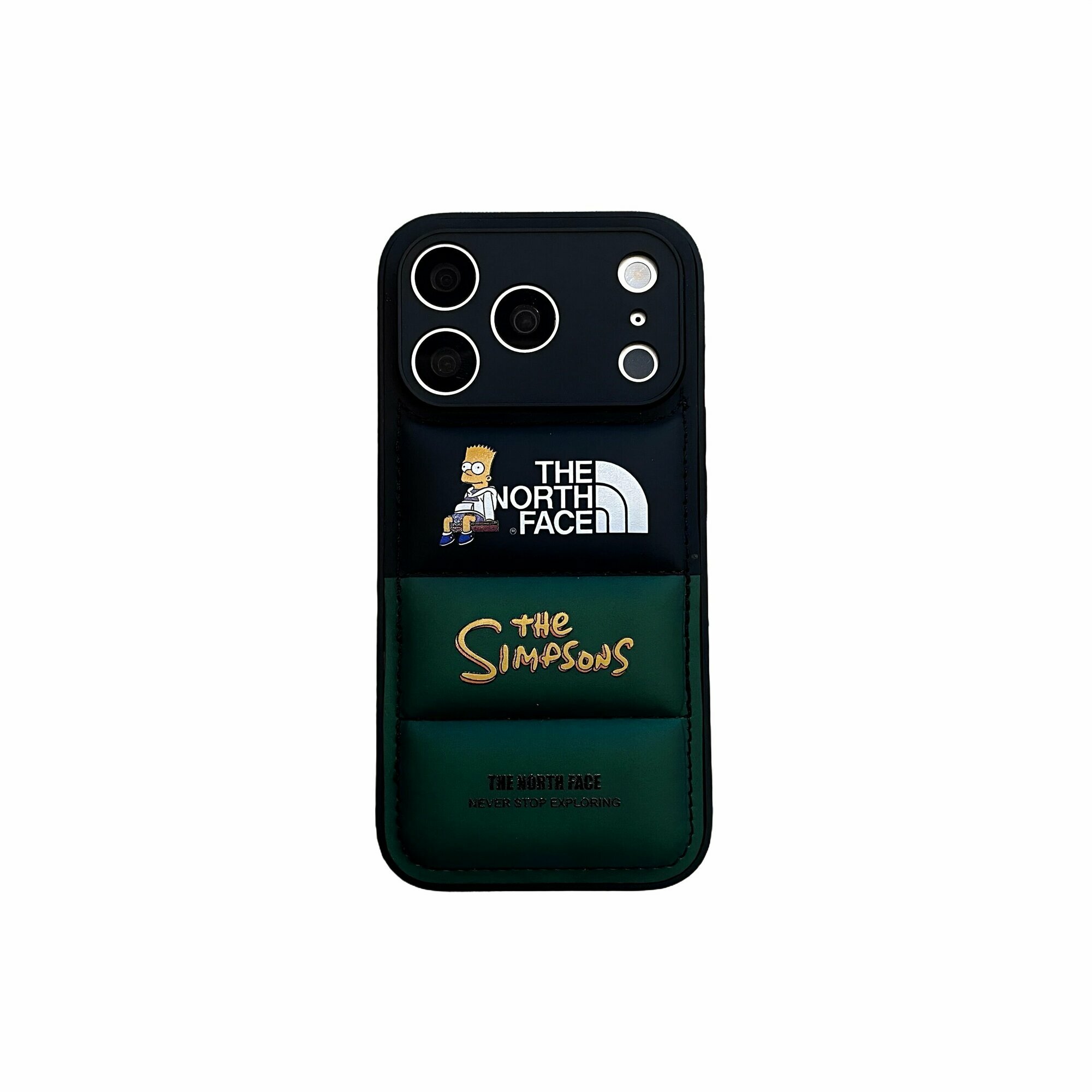 Чехол силиконовый дутый пуховик Simpsons iPhone 17 Pro черный / зеленый
