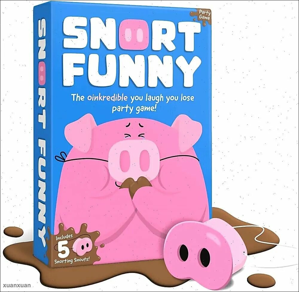 Snort Funny Oinknuladious You Laugh You Lose Party Game, Семейная игра для детей и взрослых содержит 150 карт вызова, 5 свистков и жетонов