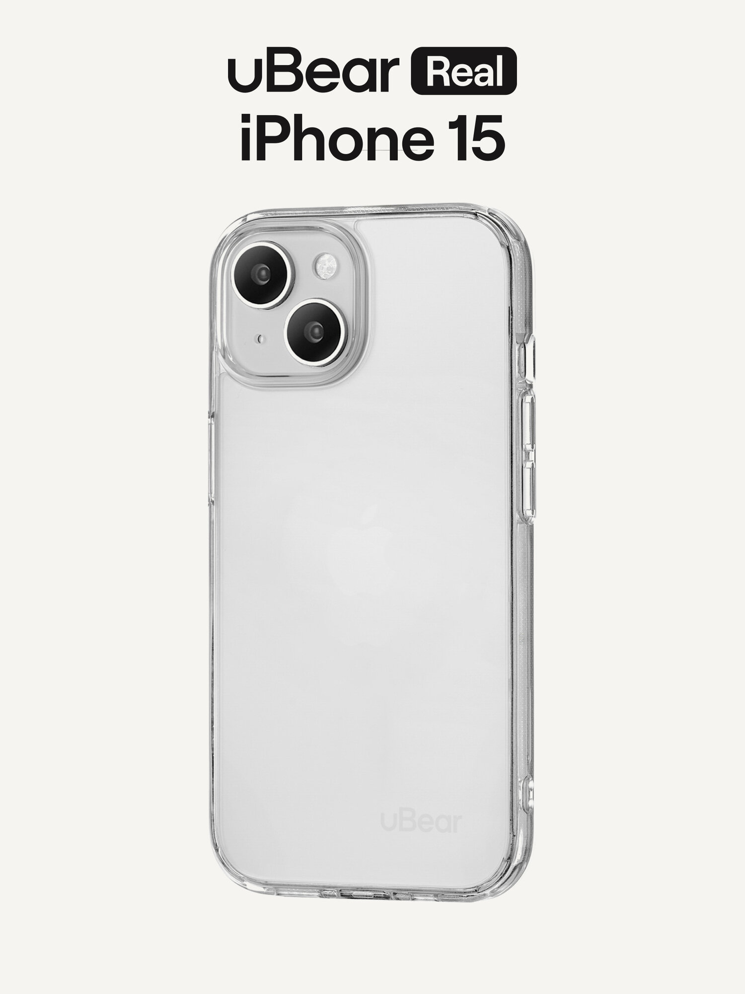 Чехол на iPhone 15 uBear Real Case , усиленный прозрачный