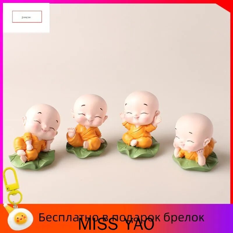 Четыре статуэтки монаха Будды из керамики для декора