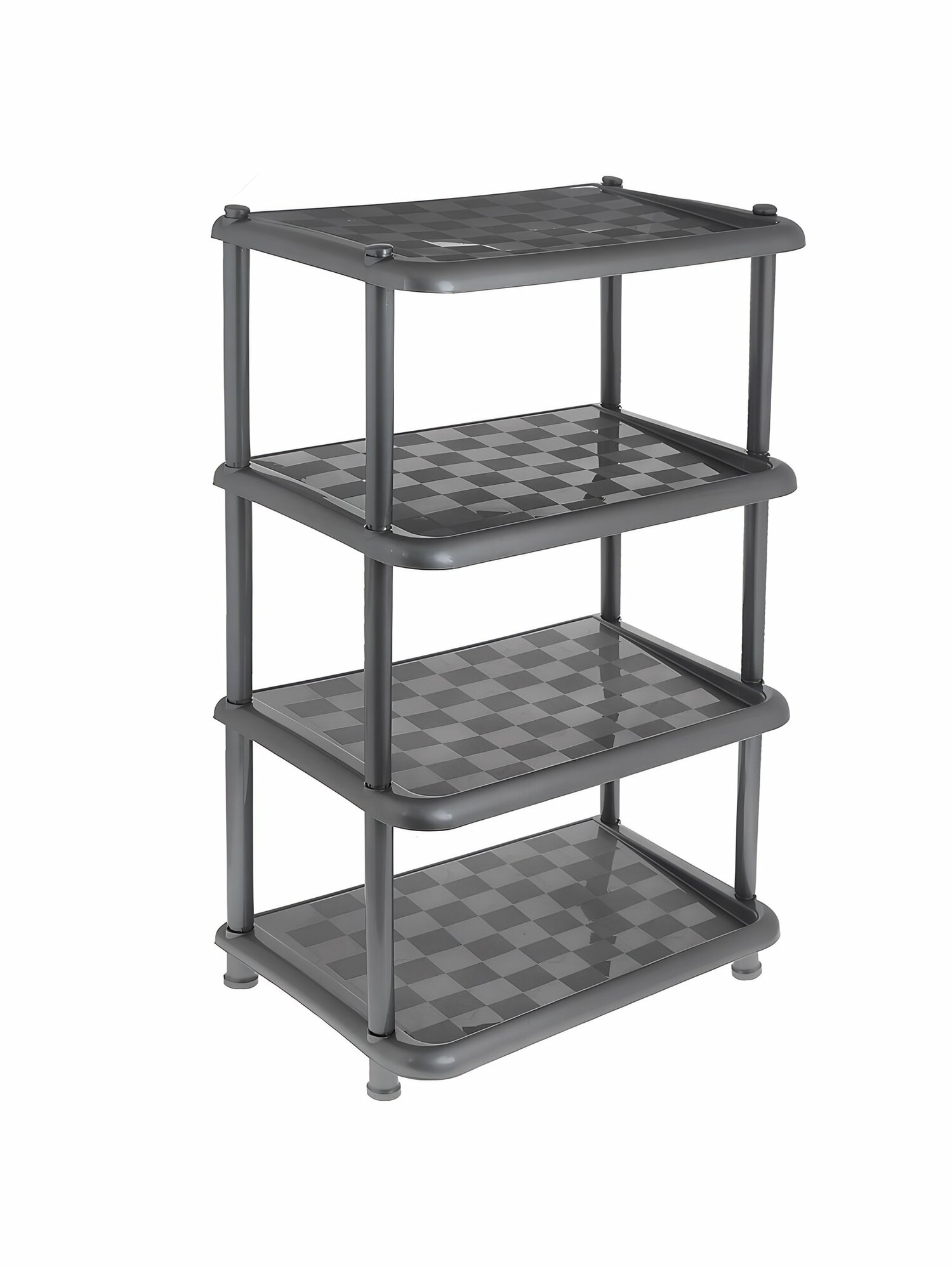 Полка для обуви, пластик, 4 секции, 49.7х30.7х80.7 см, металлик/графит, Idea, М2711