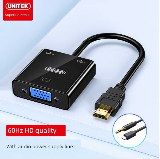 Superior HDMI в VGA конвертер с аудио и питанием, черный, длина кабеля 0.5м для подключения ноутбука и телевизора