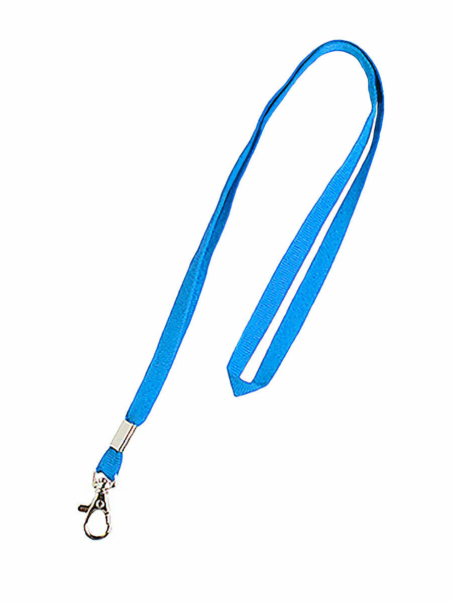 Ланьярд Badgestock, для бейджа, с карабином-люкс, голубой, длина 90см, 10шт