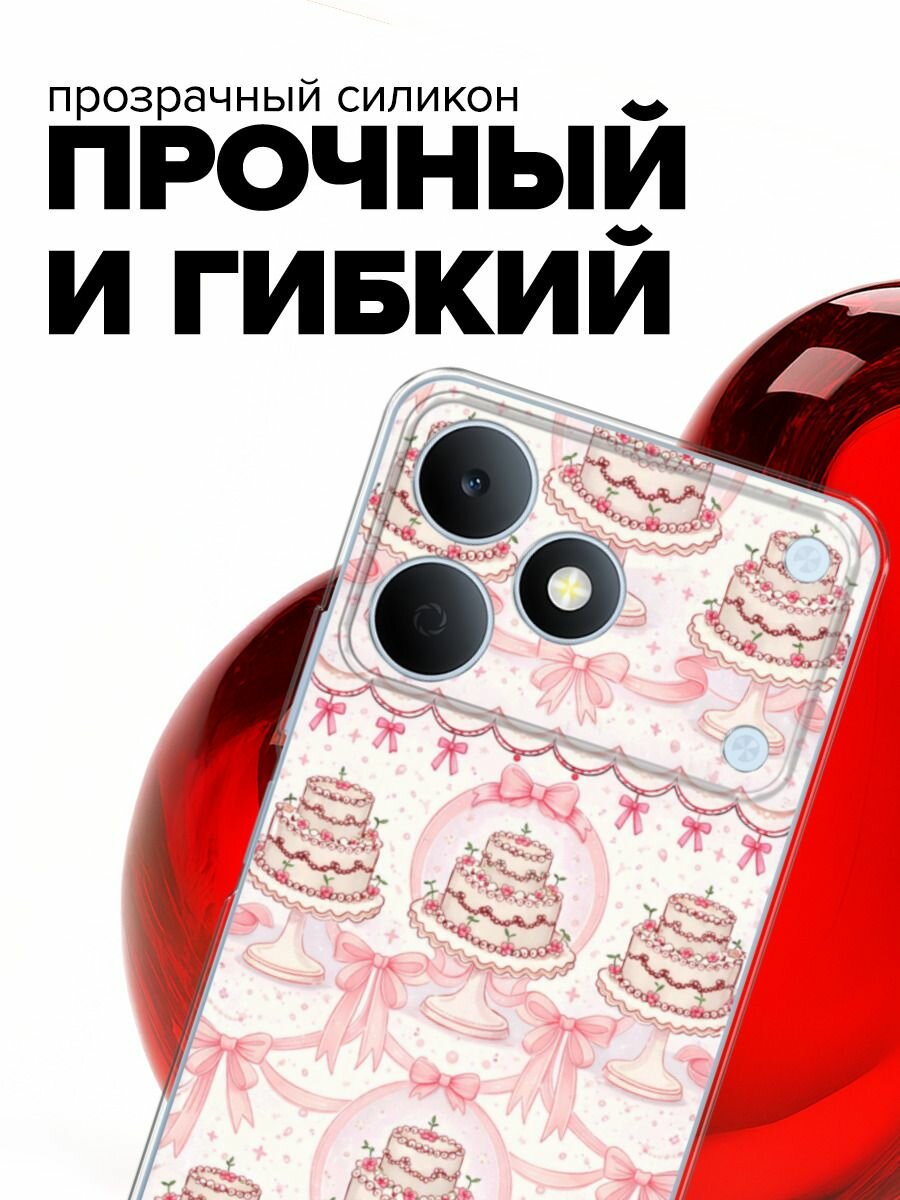 Чехол на Realme Note 80 / Реалми Нот 80 с принтом Торты и розовые бантики — фото 1