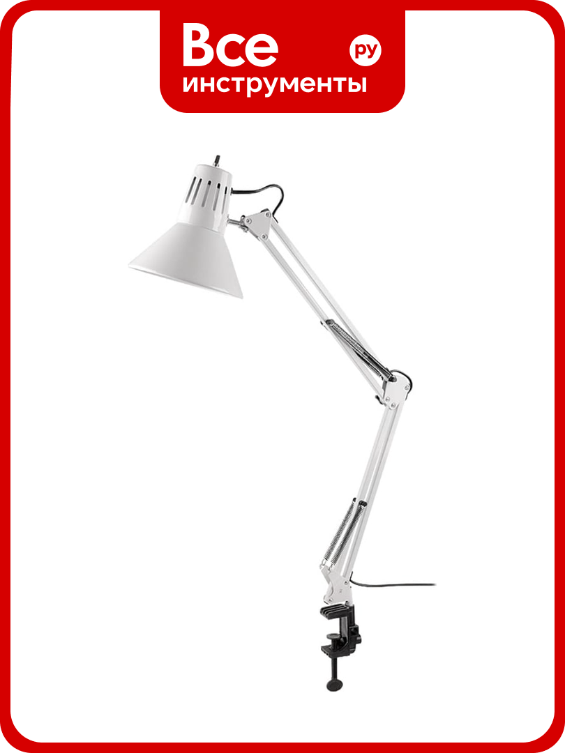Настольный светильник General Lighting Systems на струбцине Е27, 700х168мм, белый GTL-042, Механический выключатель