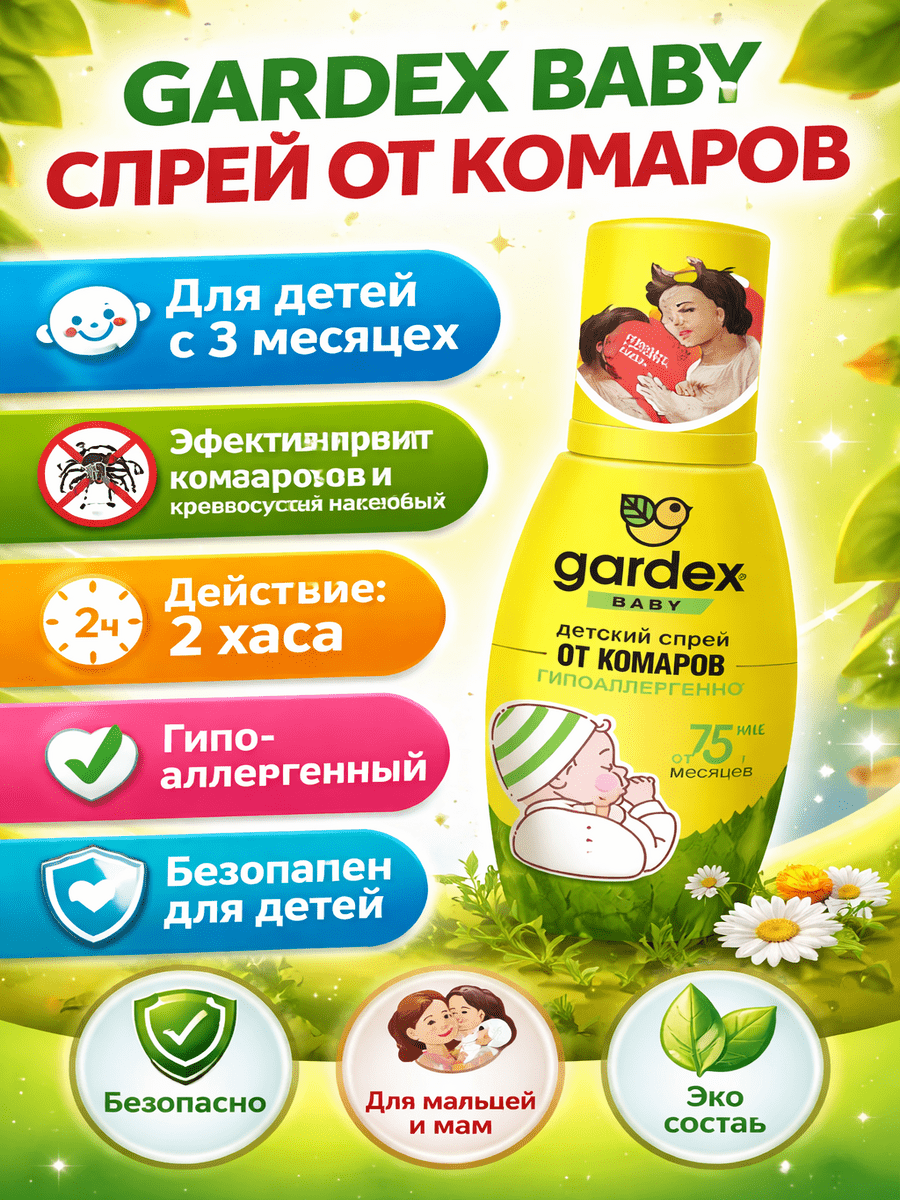 Спрей Gardex Baby от комаров детский, 75мл