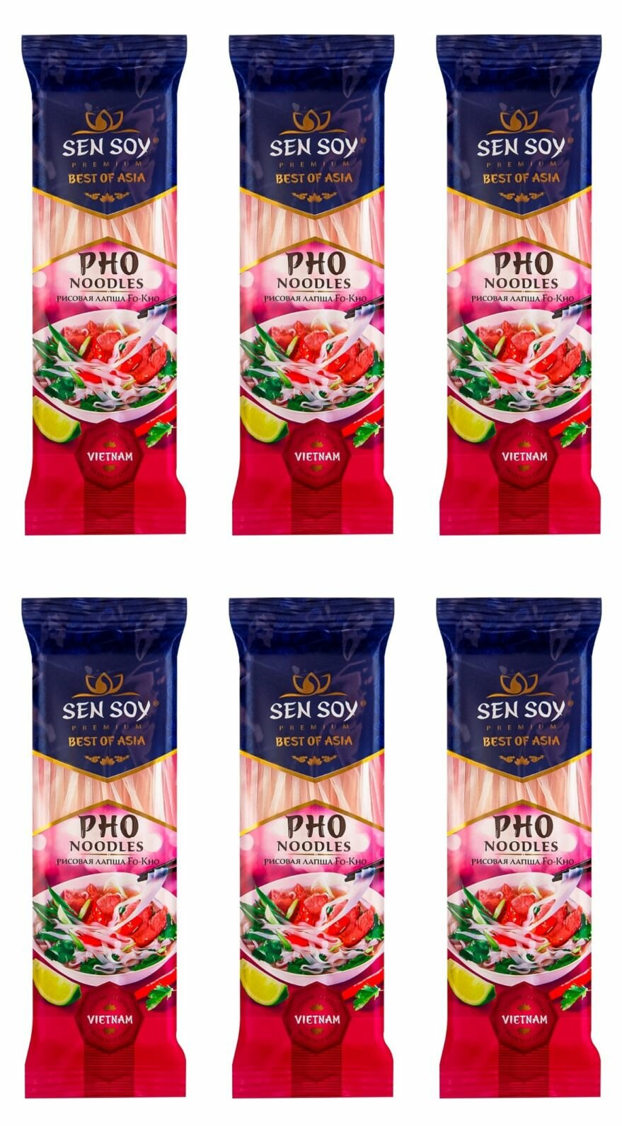 Sen Soy Лапша Fo-Kho рисовая, 200 г, 6 шт