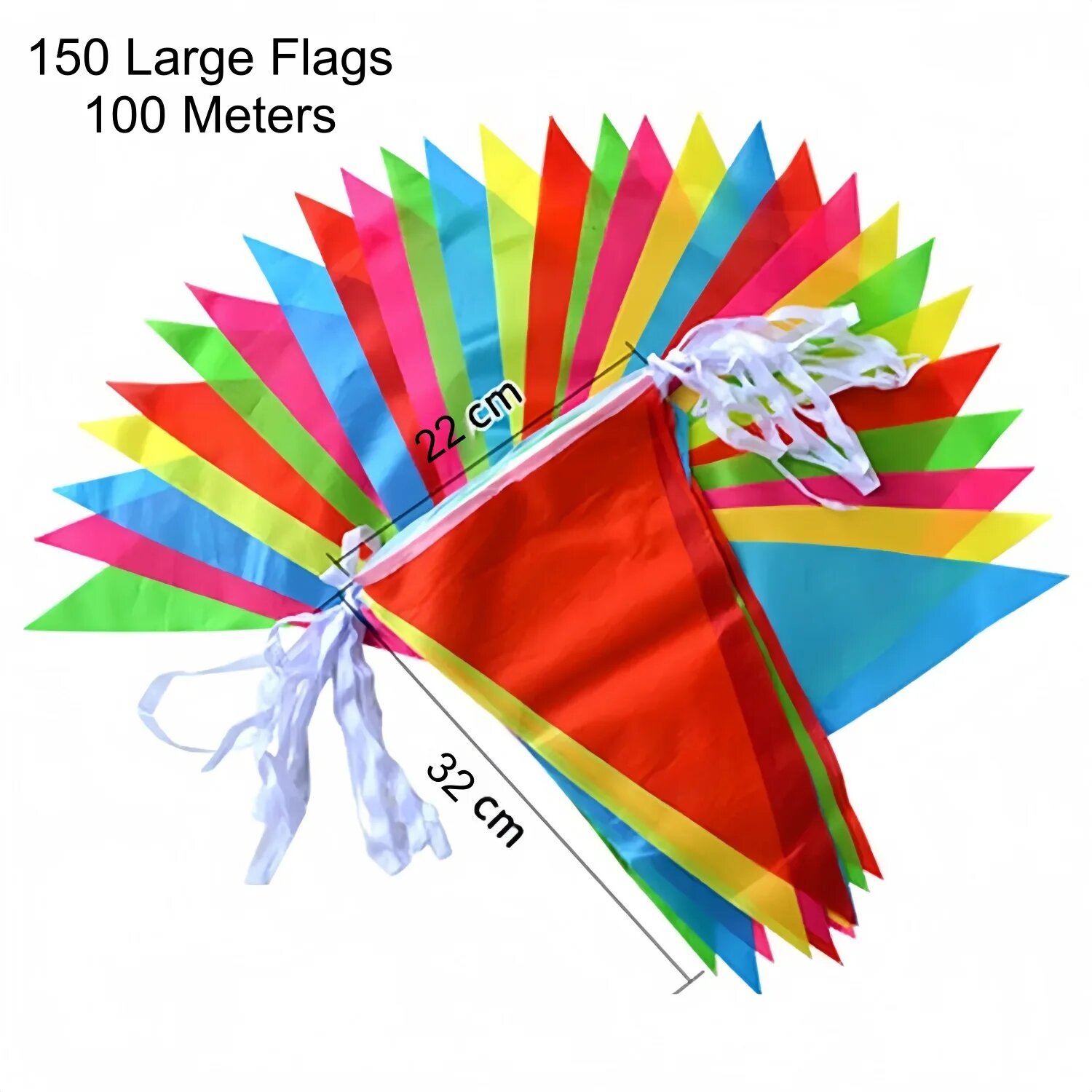 Многоцветный тканевый треугольный флаг 100 метров 22x32CM 150 flags