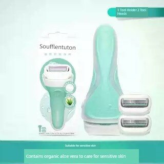Schick Подмышечный бритвенный станок с 2 сменными лезвиями — Зеленый набор (1 ручка + 2 лезвия) для комфорта