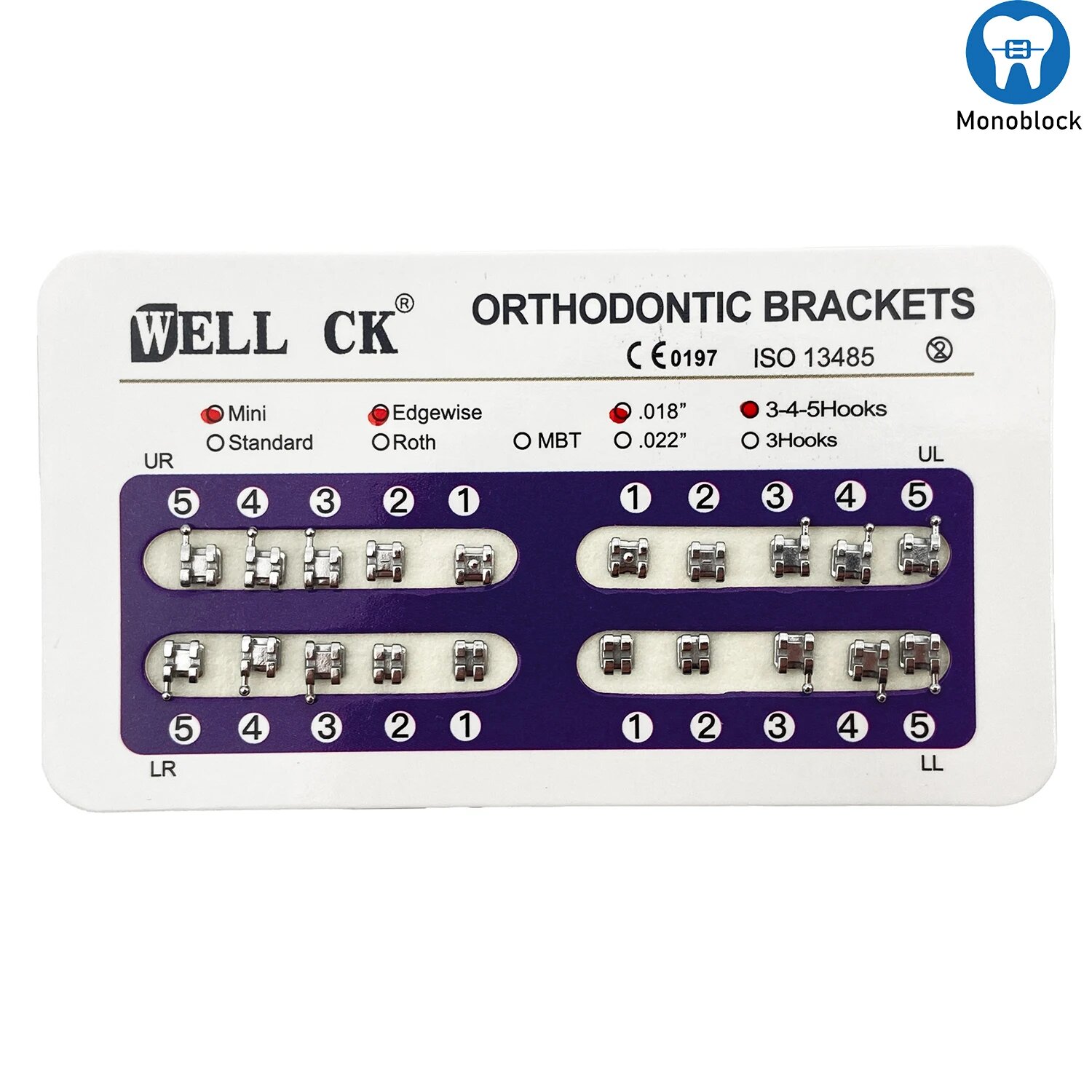WELLCK Брекеты ортодонтические Edgewise 018 HK 345