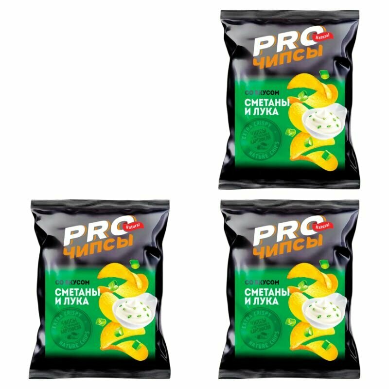 PRO Чипсы сметана, лук, 60 г, 3 штуки