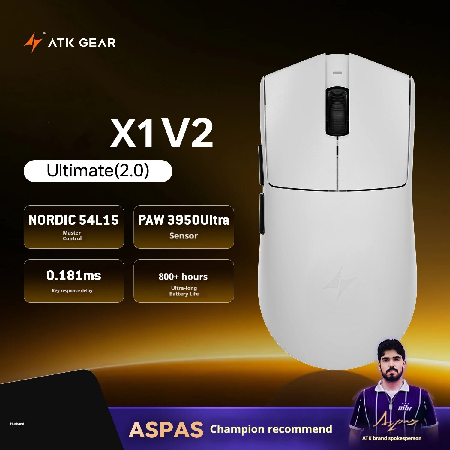 Беспроводная мышь ATK X1 V2 Ultimate White
