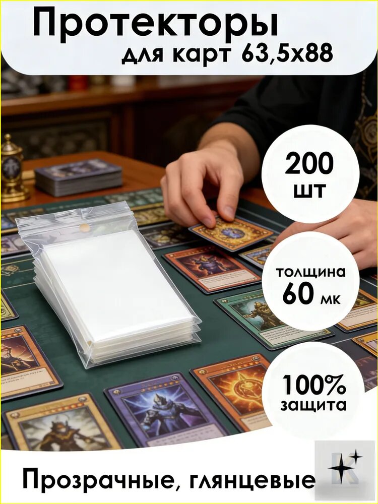 Протекторы для карт 63,5 x 88 мм Zodiac №7 прозрачные, 200шт