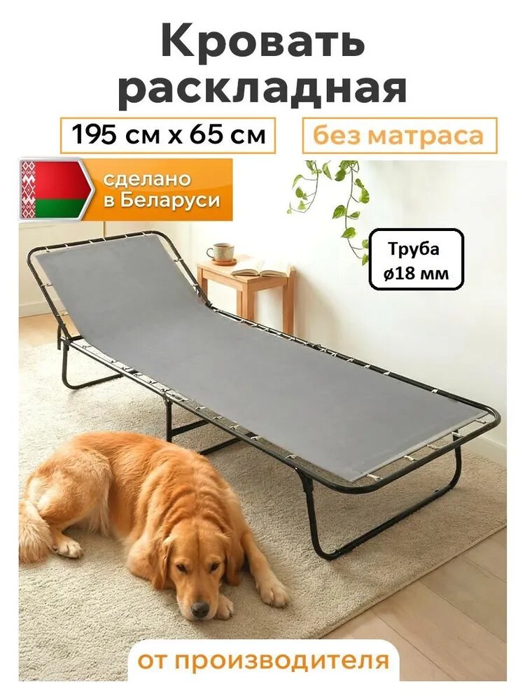 Кровать раскладная раскладушка взрослая 195х65 без матраса