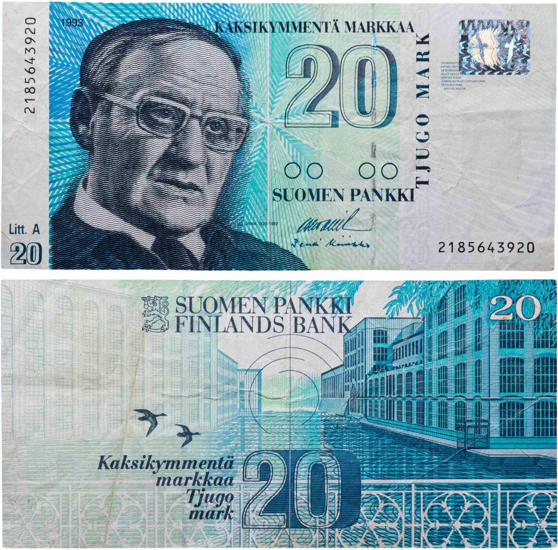 Финляндия 20 марок 1993