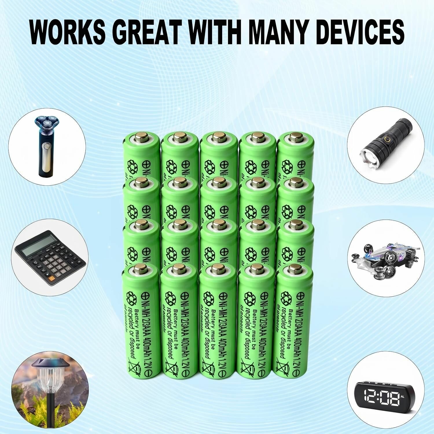 Ni-mh 2/3 aaa 1.2v аккумулятор, 400 мАч 1,2 В никель-металлогидридная батарея 20 шт, фотоэлектрический элемент без сварочной подкладки