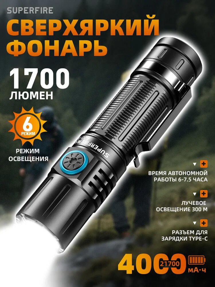 SUPERFIRE Фонарь-прожектор